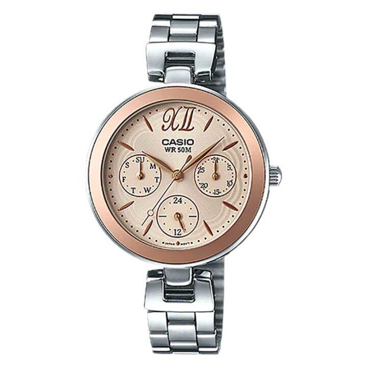 Jam Tangan Wanita Casio General LTP-E407D-9AVDF Enticer Ladies Rose Gold Dial Stainless Steel ...