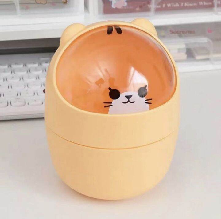 🇲🇾😺 Plastic Mini Cute Bear Table Trash Can Tabletop Desktop Mini ...