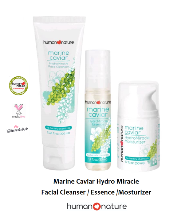 Human Nature Marine Caviar HydroMiracle Facial Cleanser, Essence and ...