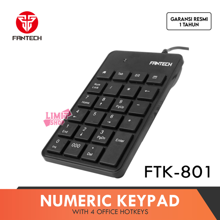 Fantech Numeric Keyboard Office FTK801 / K801 Membrane 23 Keys Wired Numeric Keypad Garansi 1 ...