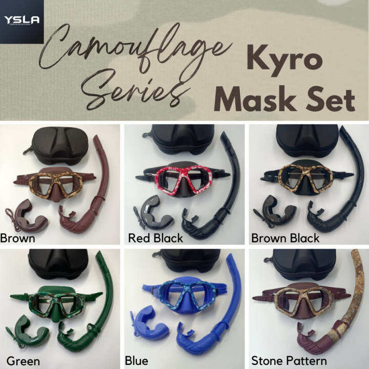 Camouflage Series Kyro Tempered Glass Low Volume Freediving Mask Set ...