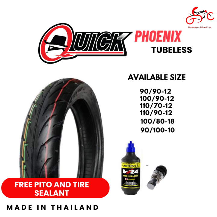 GALAXY QUICK TUBELESS TIRE PHOENIX FOR MOTORCYCLE 90/90-12 | 100/90-12 ...