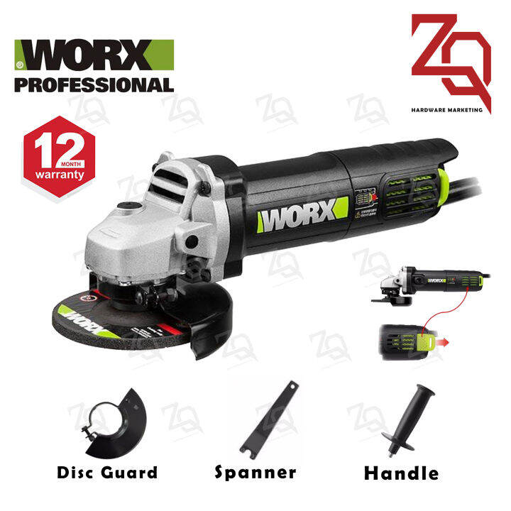 WORX WU800S.2 100mm 720W Corded Angle Grinder - Auto Stop Carbon Brush Heavy Duty Grinder | Lazada