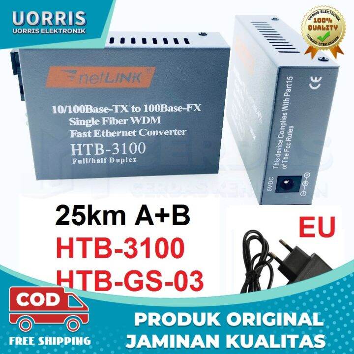 HTB-3100 A+B Fiber Optic Optical Media Converter Nelink 10/100Mbps RJ45 ...