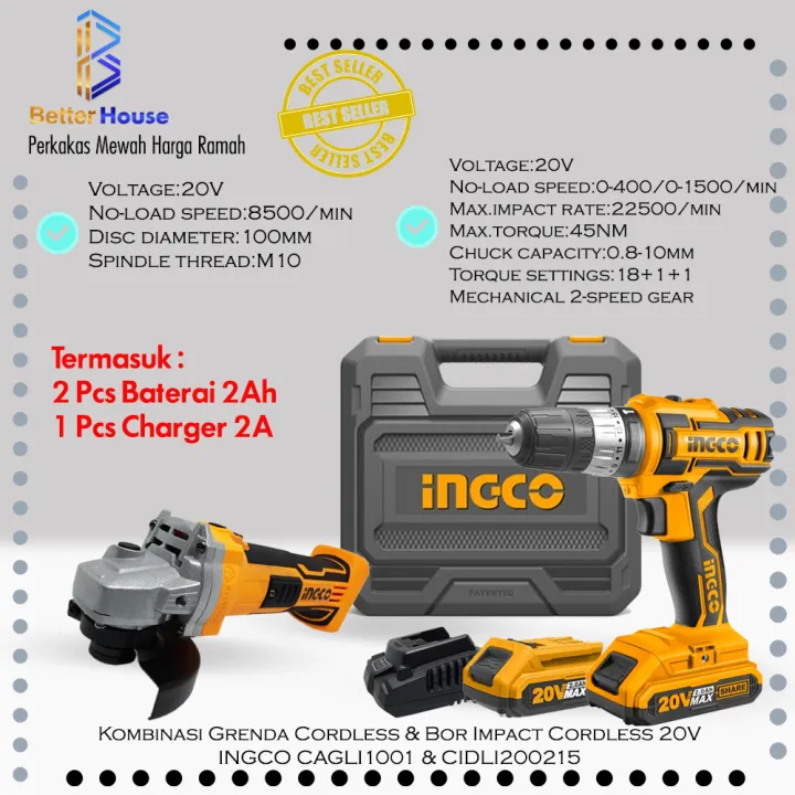 BOR IMPACT CORDLESS INGCO CIDLI200215 GRENDA GERINDA CORDLESS INGCO ...