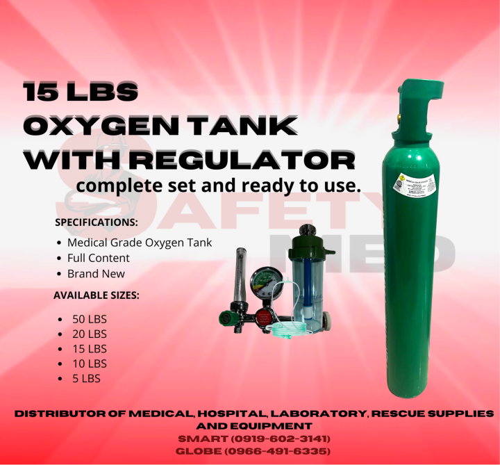 OXYGEN TANK 15LBS COMPLETE SET WITH REGULATOR, HUMIDIFIER AND NASAL ...