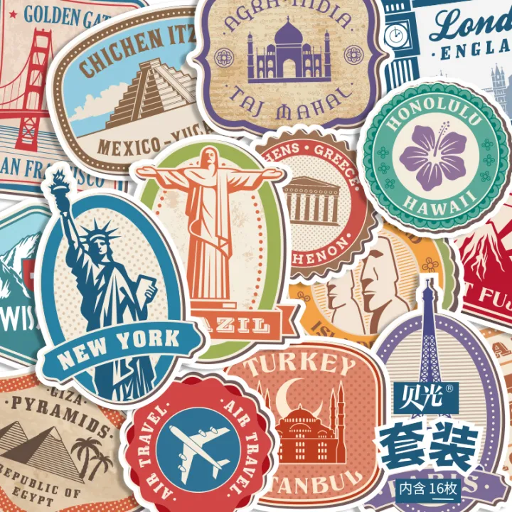 16Zhang City Landmark Building Rimowa Suitcase Stickers Vintage Luggage ...