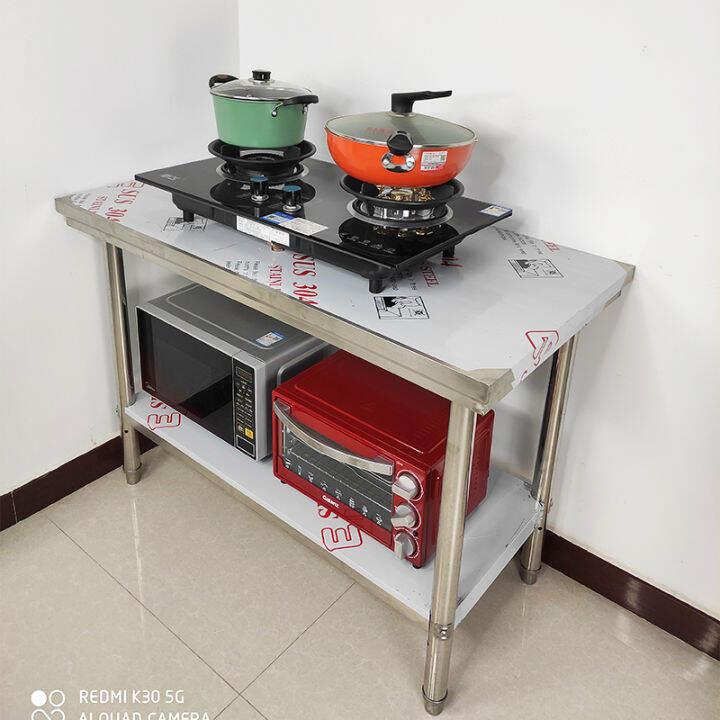 Hotel kitchen double stainless steel shelf packaging loading table ...