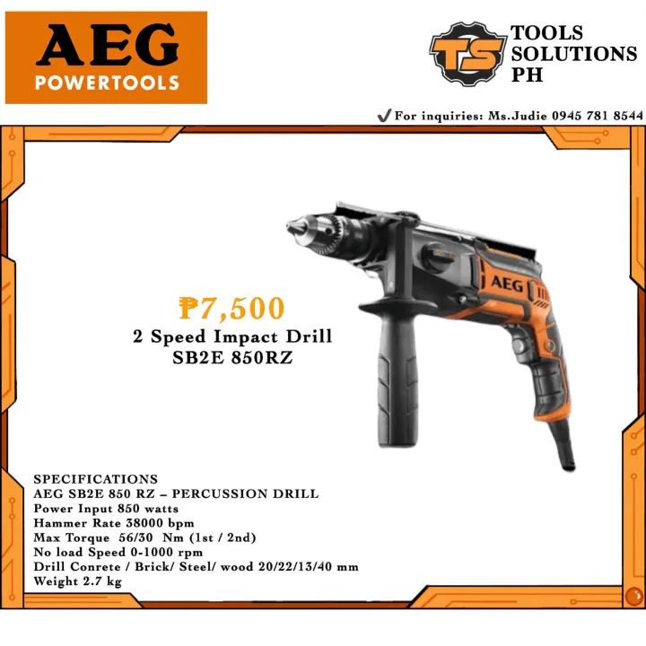 AEG 2 Speed Impact Drill (SB2E 850RZ) | Lazada PH