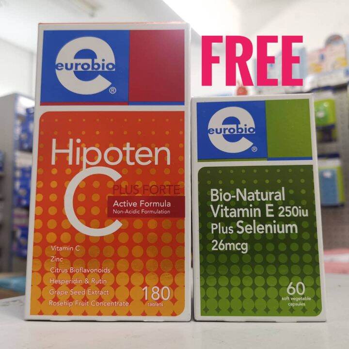 Eurobio Hipoten C plus forte tab (New Active Formula) with free gift ...