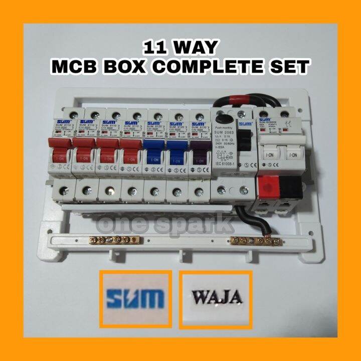11 WAY PVC MCB BOX / DB box full set complete with POWER CABLE / MAIN ...