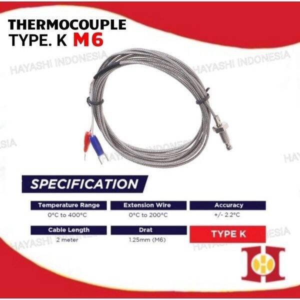 Thermocouple K Temperature Probe Sensor Suhu Temperatur Thermostat M6 ...