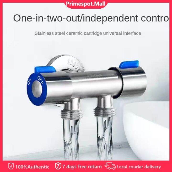 Stainless Steel Double Control Angle Valve Double Out Water One Into ... Stainless Steel Double Control Angle Valve Double Out Water One Into ...