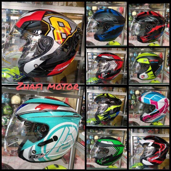 Helm Half Face G2 Optimax Motif Doble Visor Original | Helm Pria | Helm ...