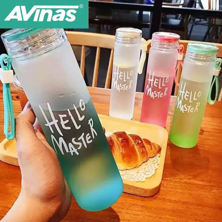 AVINAS 300mL Hello Master Color Cup Creative Glass Water Bottle with ...