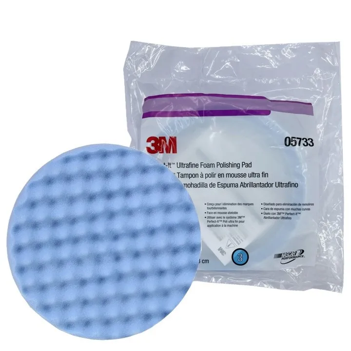 3M 05733 ฟองน้ำขัดเงาละเอียดสุดสีฟ้า ขนาด 8 นิ้ว (x1ชิ้น) ใช้กับแป้น ...