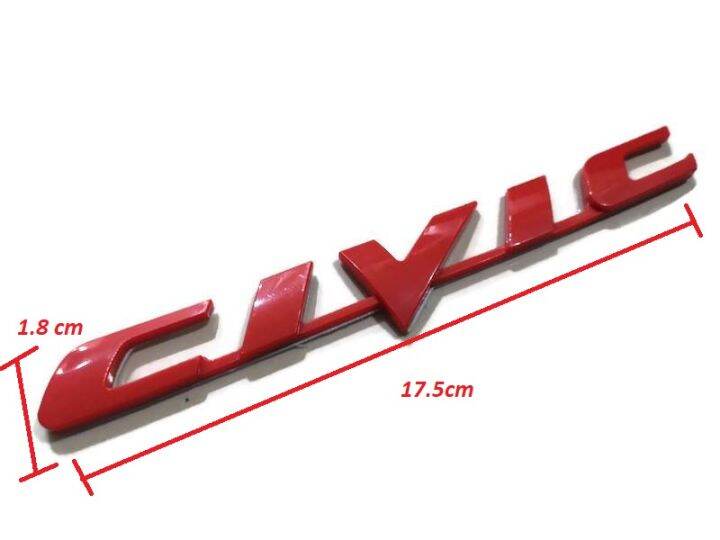 โลโก้ CIVIC Logo กว้า 1.8cm. ยาว 17.5cm. จำนวน 1ชิ้น สีแดง Honda Civic ...