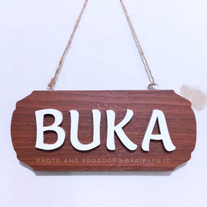 Papan Penanda Pintu Buka Tutup / wood signage / Tulisan Kayu Timbul ...