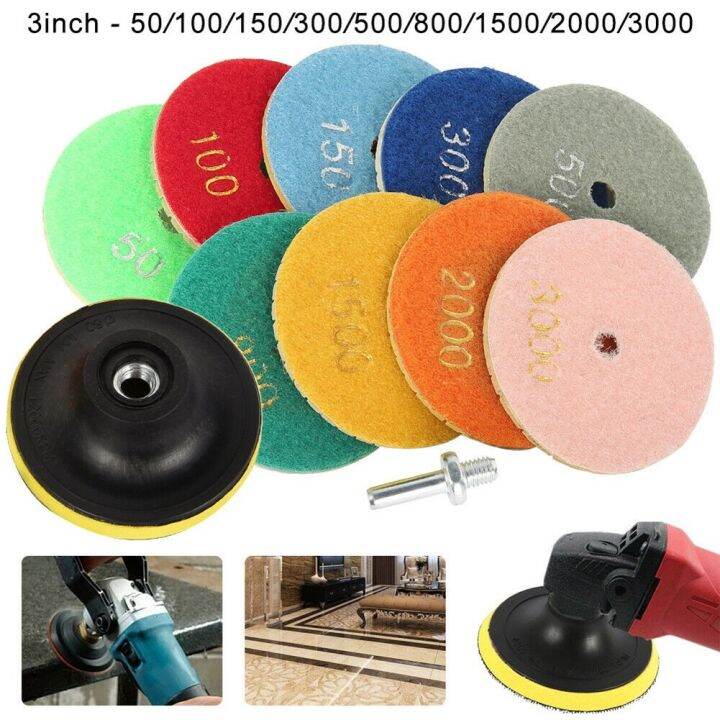 Diamond 11pcs Granite 3Inch Kit Marble Polisher Repair Set Stick Stone ...