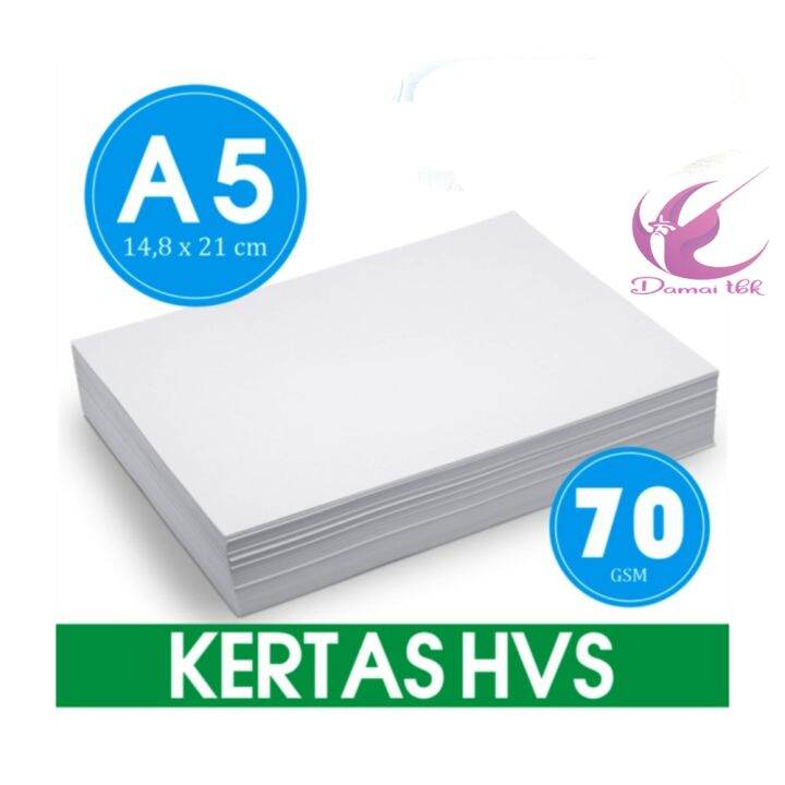Kertas HVS 70 GSM Ukuran A5 148 x 21 cm - 1 RIM Isi 500 Lembar | Lazada ...