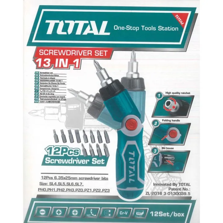 13 IN 1 Ratchet Screwdriver Set - TOTAL TACSD30136 | Lazada PH