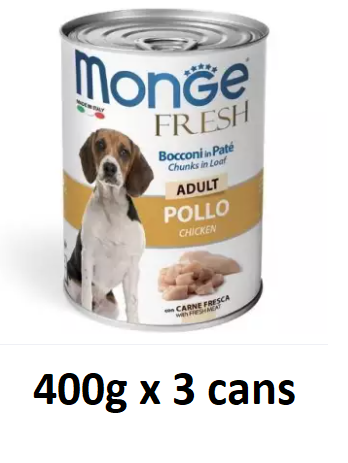 Monge Fresh Chunks In Loaf Adult POLLO Chicken 400g x 3 cans | Lazada