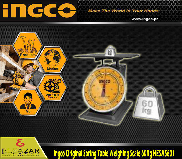 Ingco Original Spring Table Weighing Scale 60Kg HESA5601 | Lazada PH