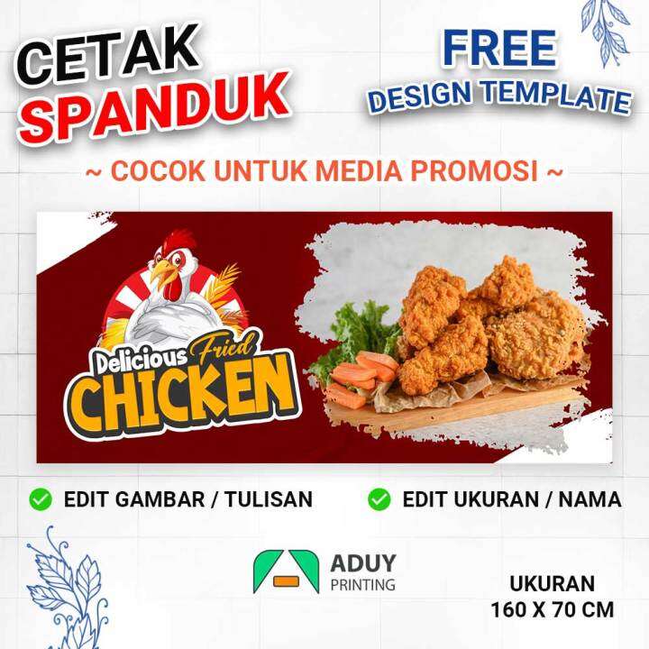 Cetak Spanduk Banner Fried Chicken Ukuran 160x70 Bisa Kustom Ukuran ...
