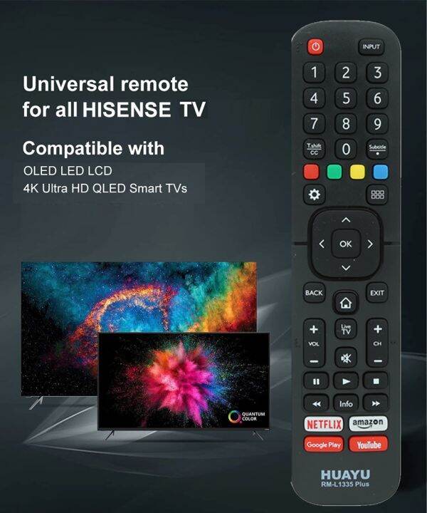 HISENSE SMART TV REMOTE CONTROL YOUTUBE NETFLIX REPLACEMENT HUAYU RM-L1335 Plus 2 | Lazada