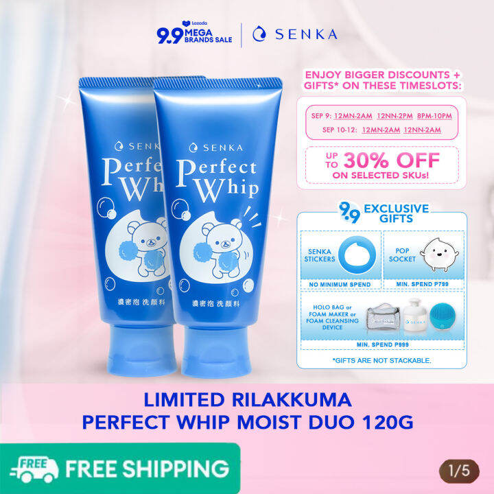 Senka Rilakkuma Perfect Whip Moist Cleansing Foam Duo 120g [Facial Cleanser] | Lazada PH