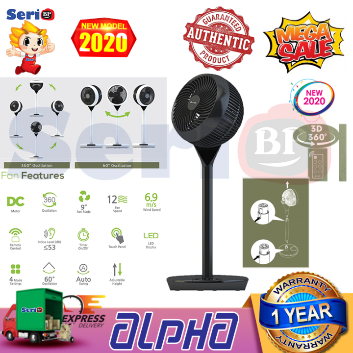 Alpha MOTTO SF 360/9-DC BLACK Motto Stand Fan 360 9" Dc Motor Black ...