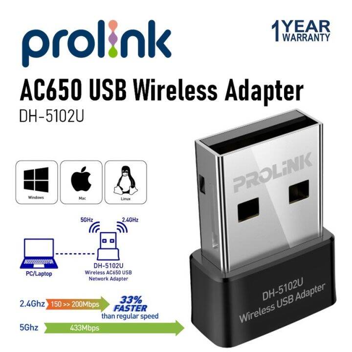 PROLiNK DH-5102U AC650 Wireless Mini MU-MIMO Wireless Dual Band USB Adapter | USB Wireless ...