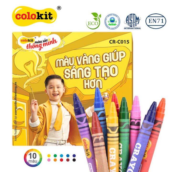 Bút Sáp màu Thiên Long CR-C016- 12 màu, phấn mầu,mầu sắc tươi sáng, tô mịn, ít bụi an toàn cho ...