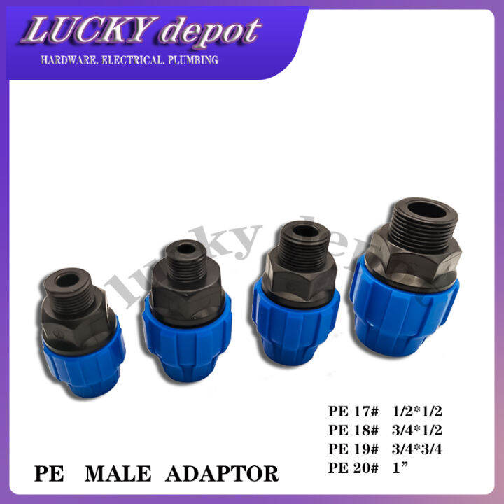 PE COMPRESSION PIPE FITTINGS MALE ADAPTOR ( 1/2x1/2 , 3/4x1/2 , 3/4x3/4 ...