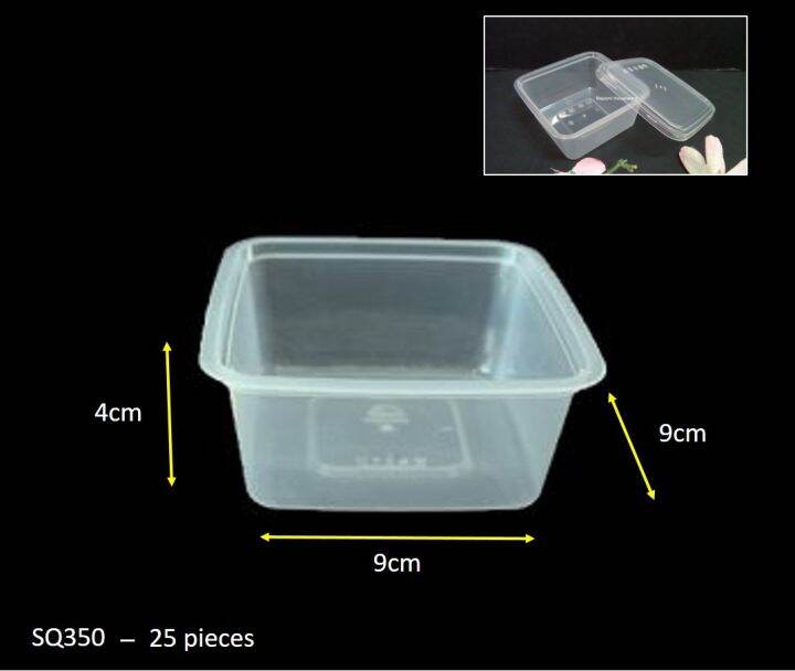 25 pieces Microwavable Square Food Container with Lids SQ350 for Kurma ...