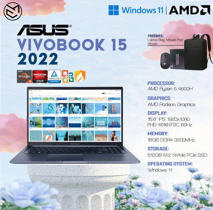 ASUS VIVOBOOK 15 2022 R5-4600H M1502I 15.6" IPS 1920x1080res FHD 45 ...