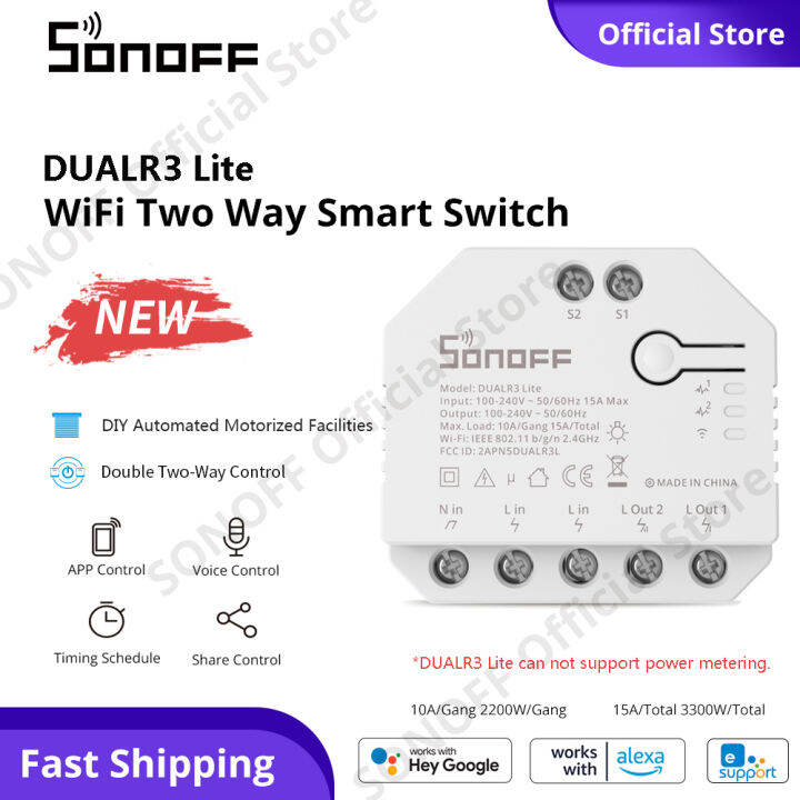 SONOFF DUALR3 / DUALR3 Lite WiFi Smart Dual Relay Switch Two Way Smart Switch 2 Gang Switch ...