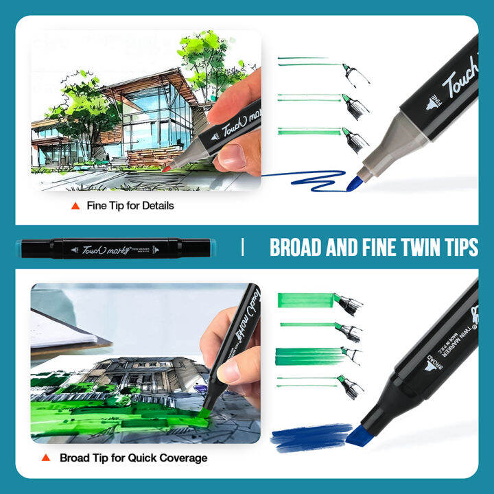 Spidol Dual Side Art Sketch Marker Drawing Set 12 Color | Lazada Indonesia