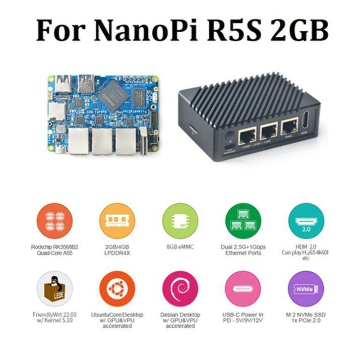 For NanoPi R5S 2GB Development Board Mini Development Board +Metal Case ...