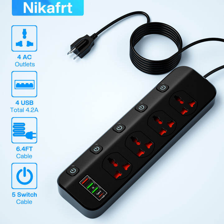 ASOMETECH【Philippine delivery】2500W Power Strip With 3 USB Port Type C ...