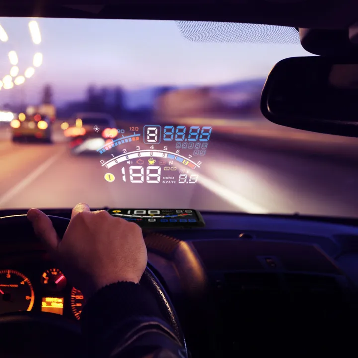 F4 HUD OBD2 Head-Up Display โปรเจคเตอร์ในรถยนต์ Headup จอแสดงผลเครื่อง ...