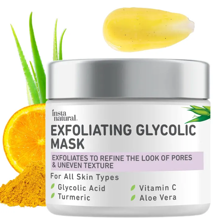 InstaNatural Exfoliating Glycolic Face Mask & Facial Scrub - Blackhead ...