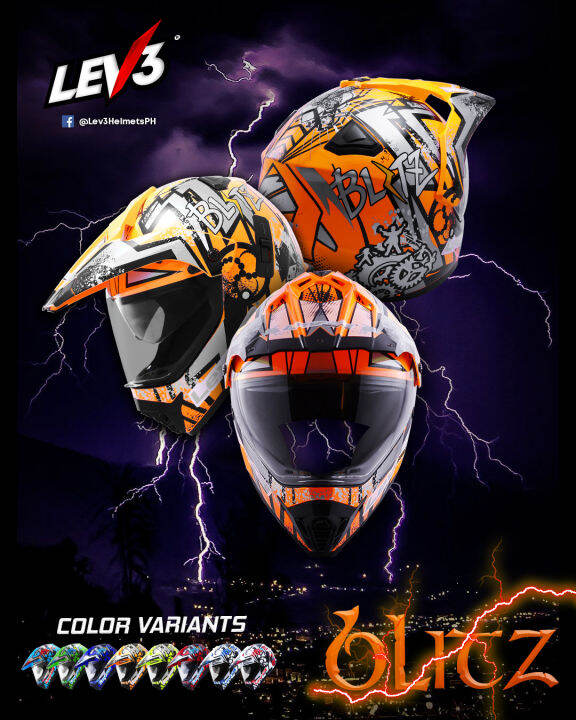 Lev3® DualSport Motard BJ-8910 Blitz Motorcycle Helmet | Lazada PH
