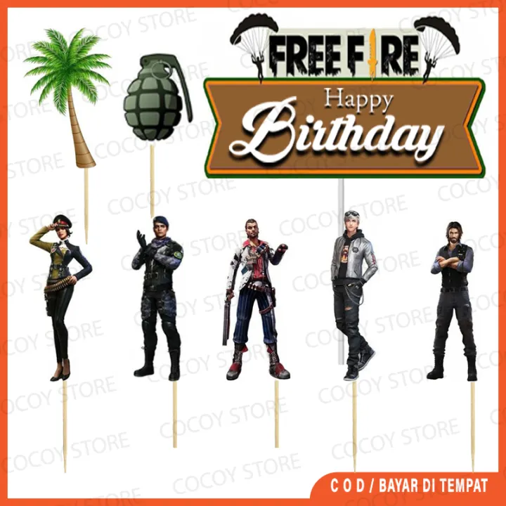 Topper Kue Karakter Free Fire Hiasan Kue Ulang Tahun Happy Birthday ...