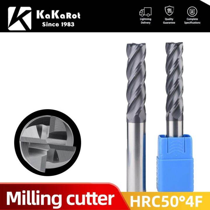 HRC50 Carbide End Mill 1 2 4 5 6 8 10 12mm 4Flutes Milling Cutter ...