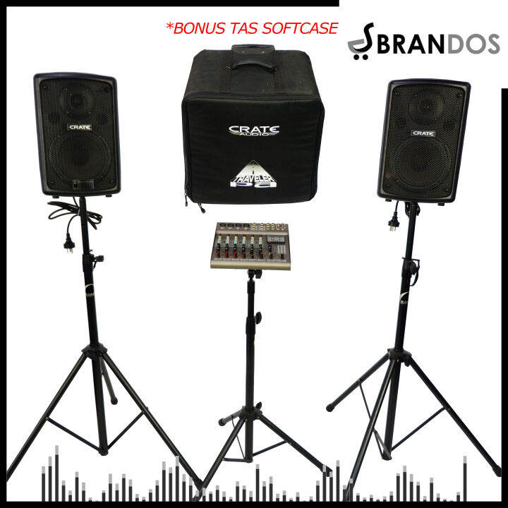 Speaker Aktif PA System Portable Set Mixer Stand Tripod Tas Softcase ...