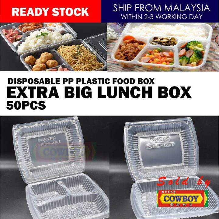 Extra Big Lunch Box 50pcs Disposable PP Plastic Food Box Bekal makanan ...