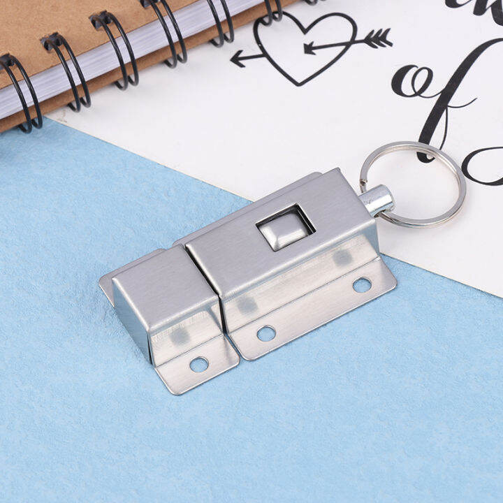 LEI 1Pc Stainless Steel Spring Door Latch With Button Slide Lock Barrel ...
