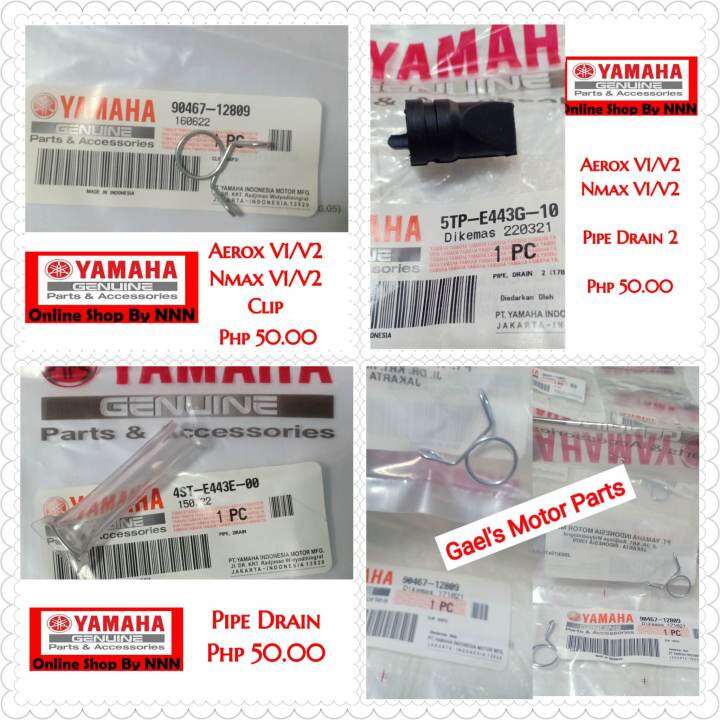 PIPE DRAIN, PIPE DRAIN 2 AND CLIP FOR AEROX/NMAX AND MIO 125i YAMAHA ...