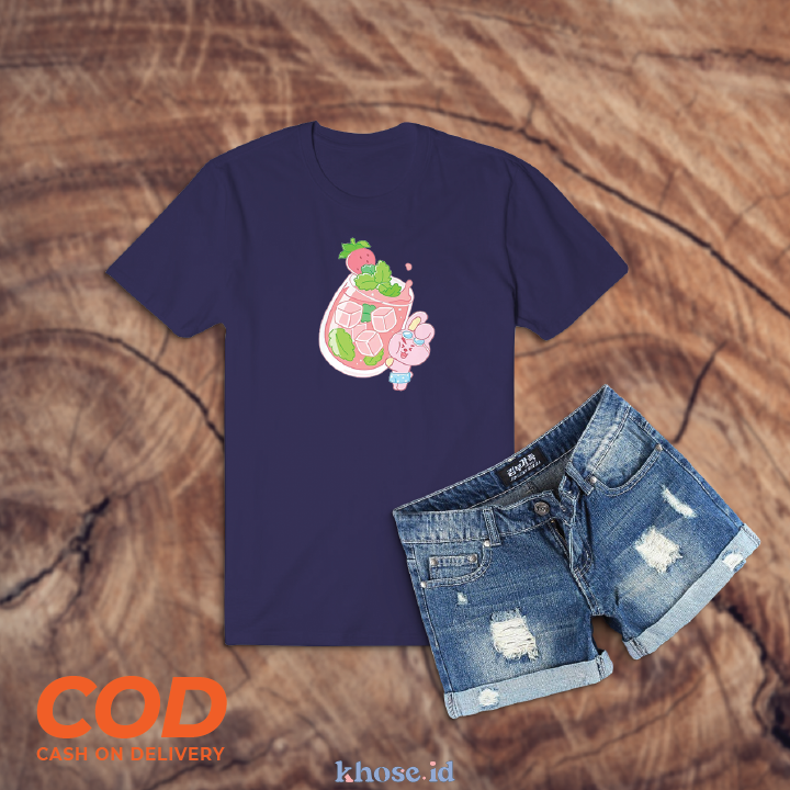 Kaos Sablon Digital "BT21 - Cookie Juice” KODE S-25 / Kaos Murah / Kaos ...